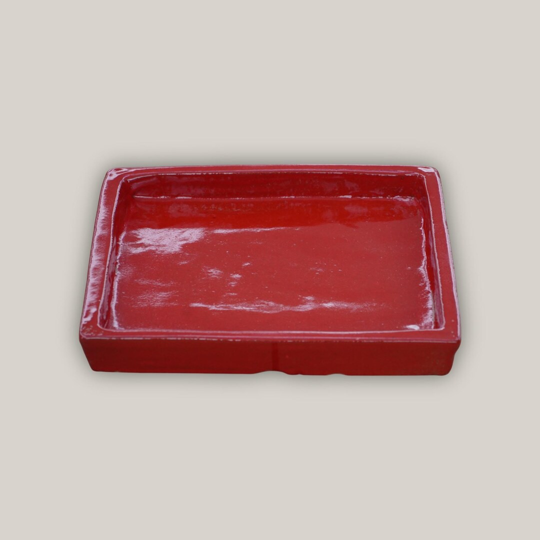 Square Bright Red Square Ceramic Saucer Premium Handcrafted With a ...