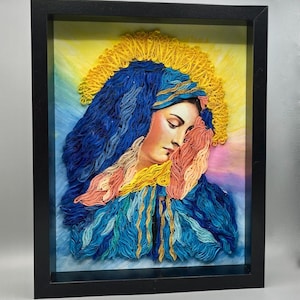 Virgin Mary Quilled Paper and Watercolor Wall Art - Framed Shadow Box ...