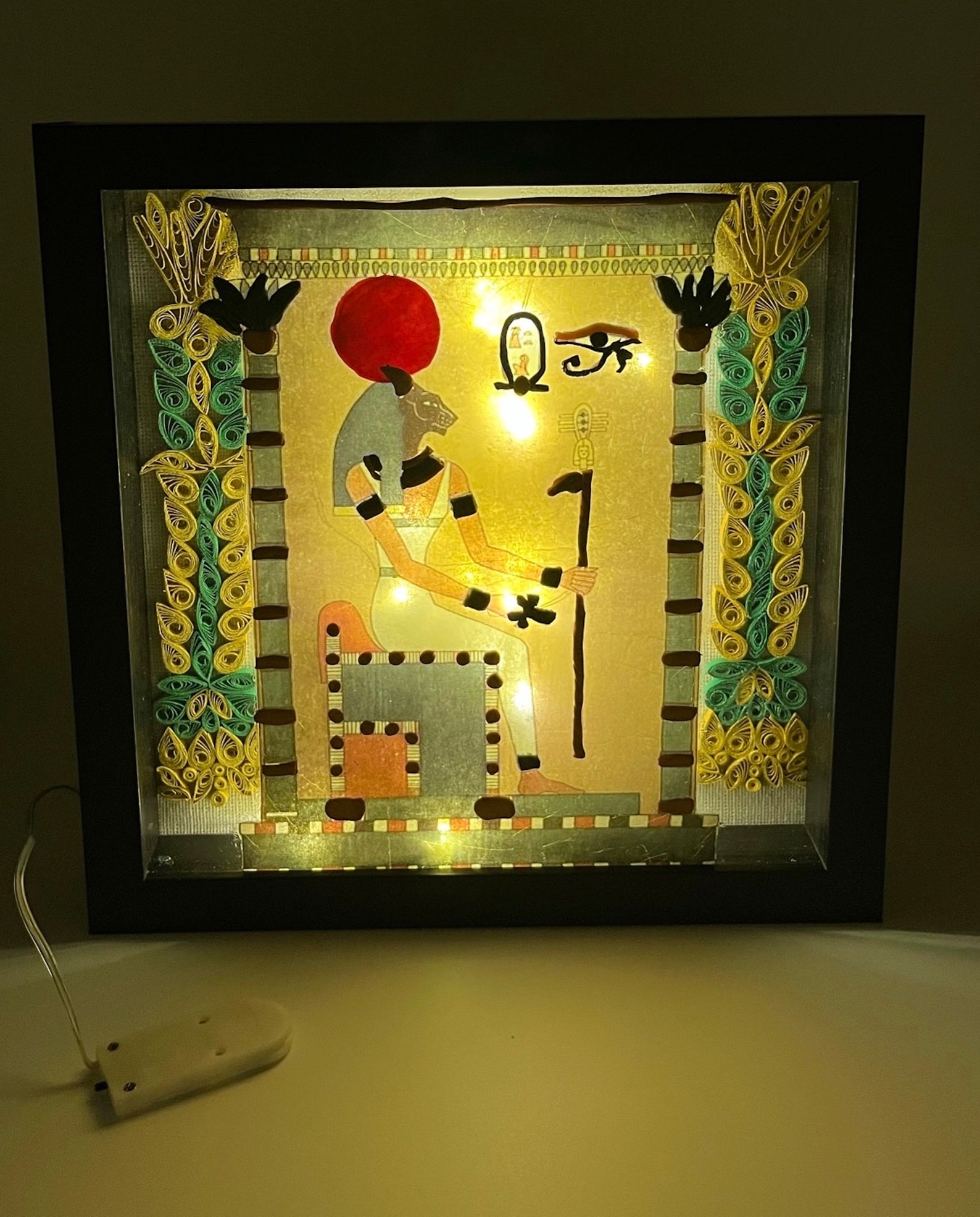 Egyptian Goddess Bastet Decoupage Papyrus Shadow Box Art With Polymer ...