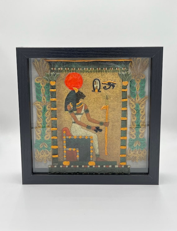 Egyptian Goddess Bastet Decoupage Papyrus Shadow Box Art With | Etsy