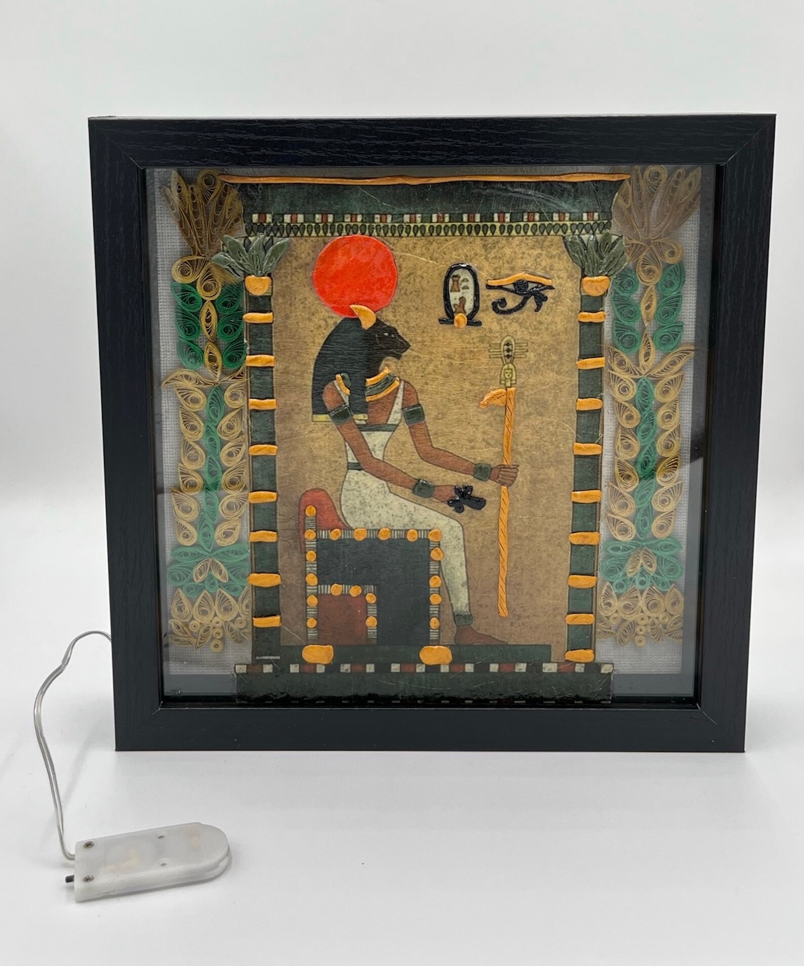 Egyptian Goddess Bastet Decoupage Papyrus Shadow Box Art With Polymer ...