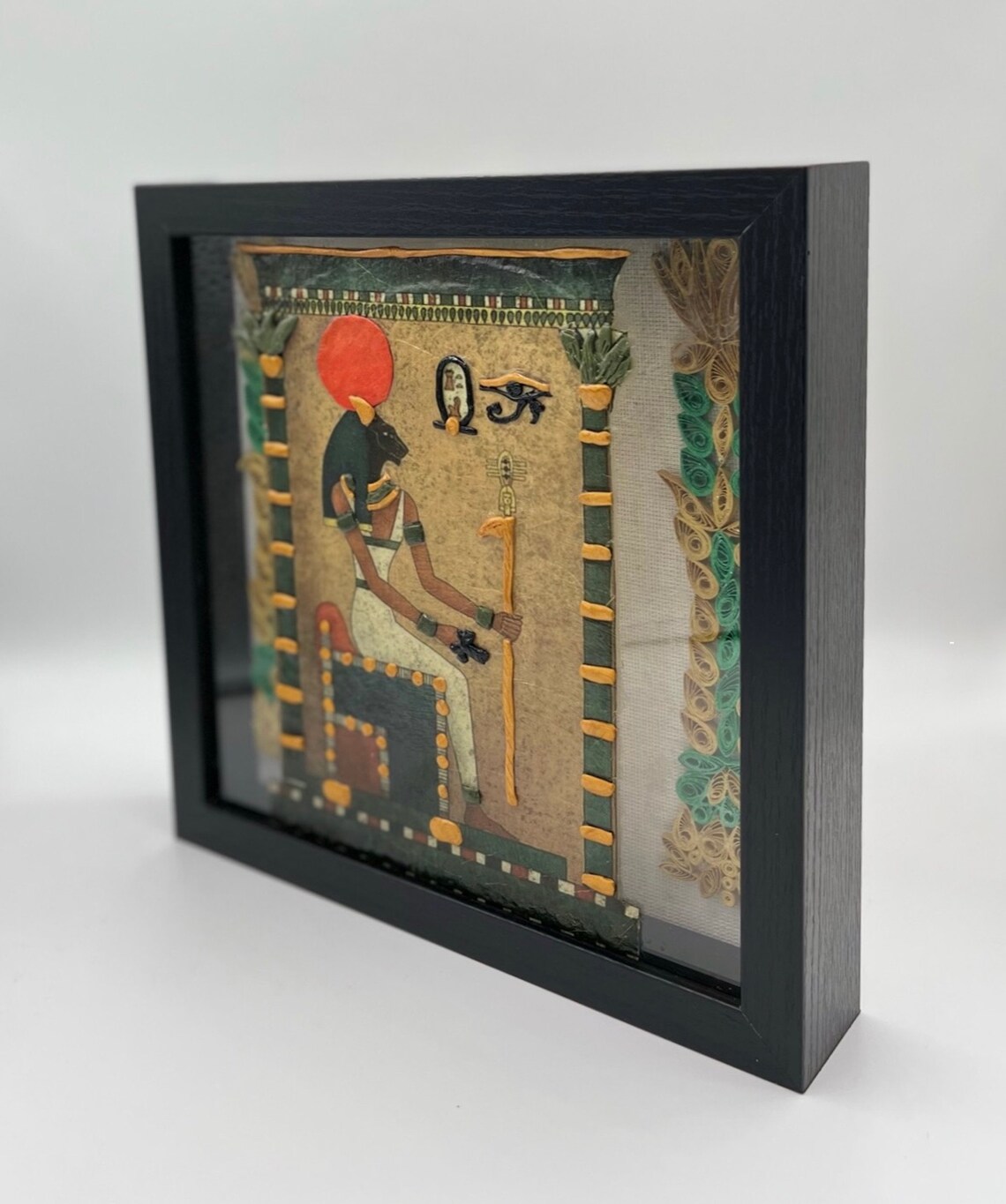 Egyptian Goddess Bastet Decoupage Papyrus Shadow Box Art With Polymer ...