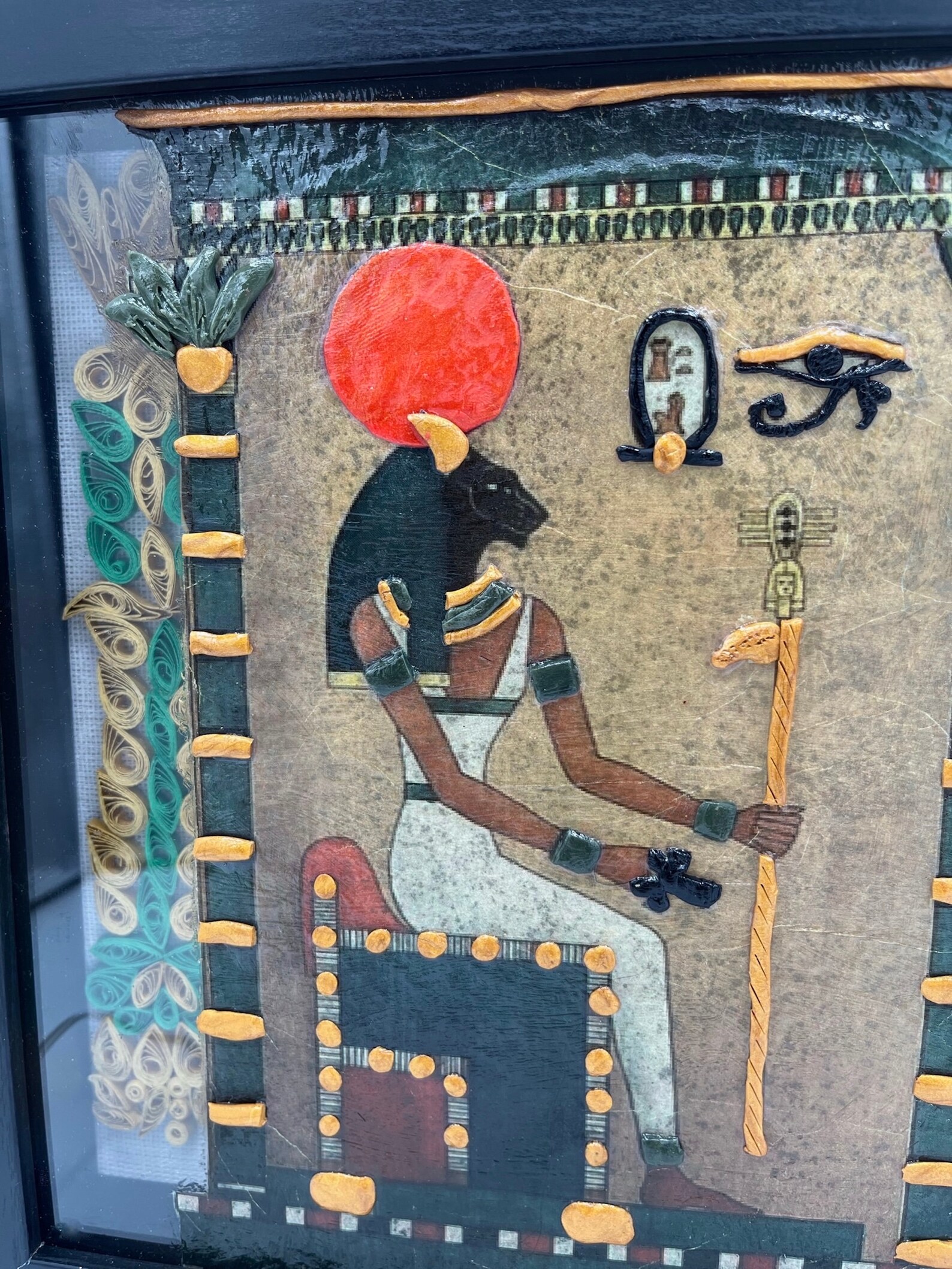Egyptian Goddess Bastet Decoupage Papyrus Shadow Box Art With Polymer ...