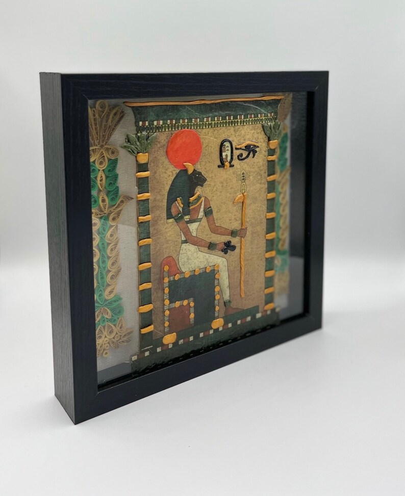 Egyptian Goddess Bastet Decoupage Papyrus Shadow Box Art With Polymer ...