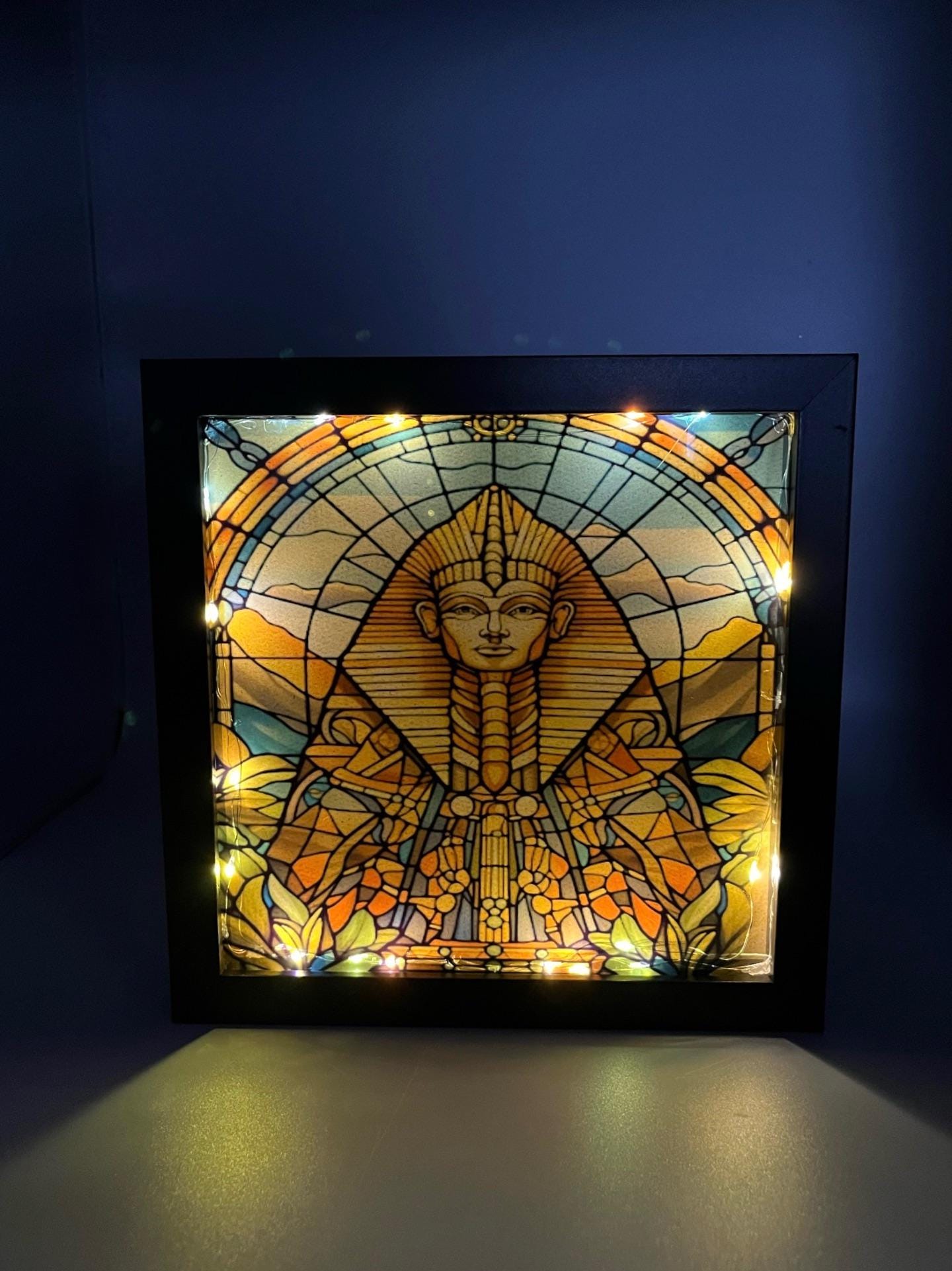 Sphinx Stained Glass Shadow Box Art With Battery-powered Lights (style ...