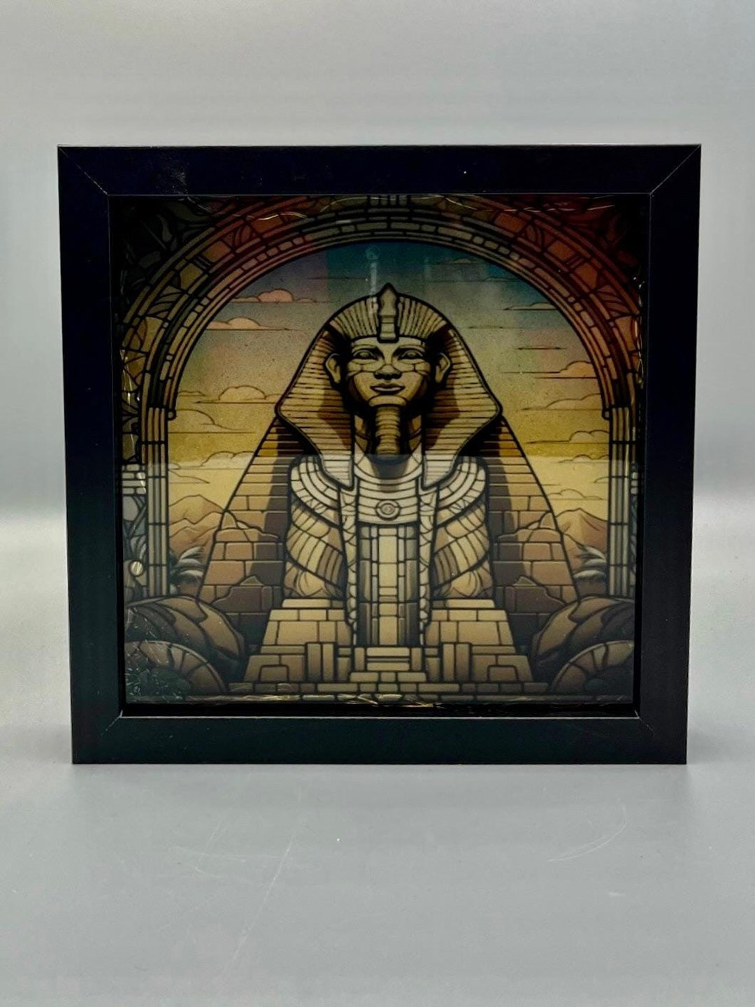 Sphinx Stained Glass Shadow Box Art With Battery-powered Lights (style ...