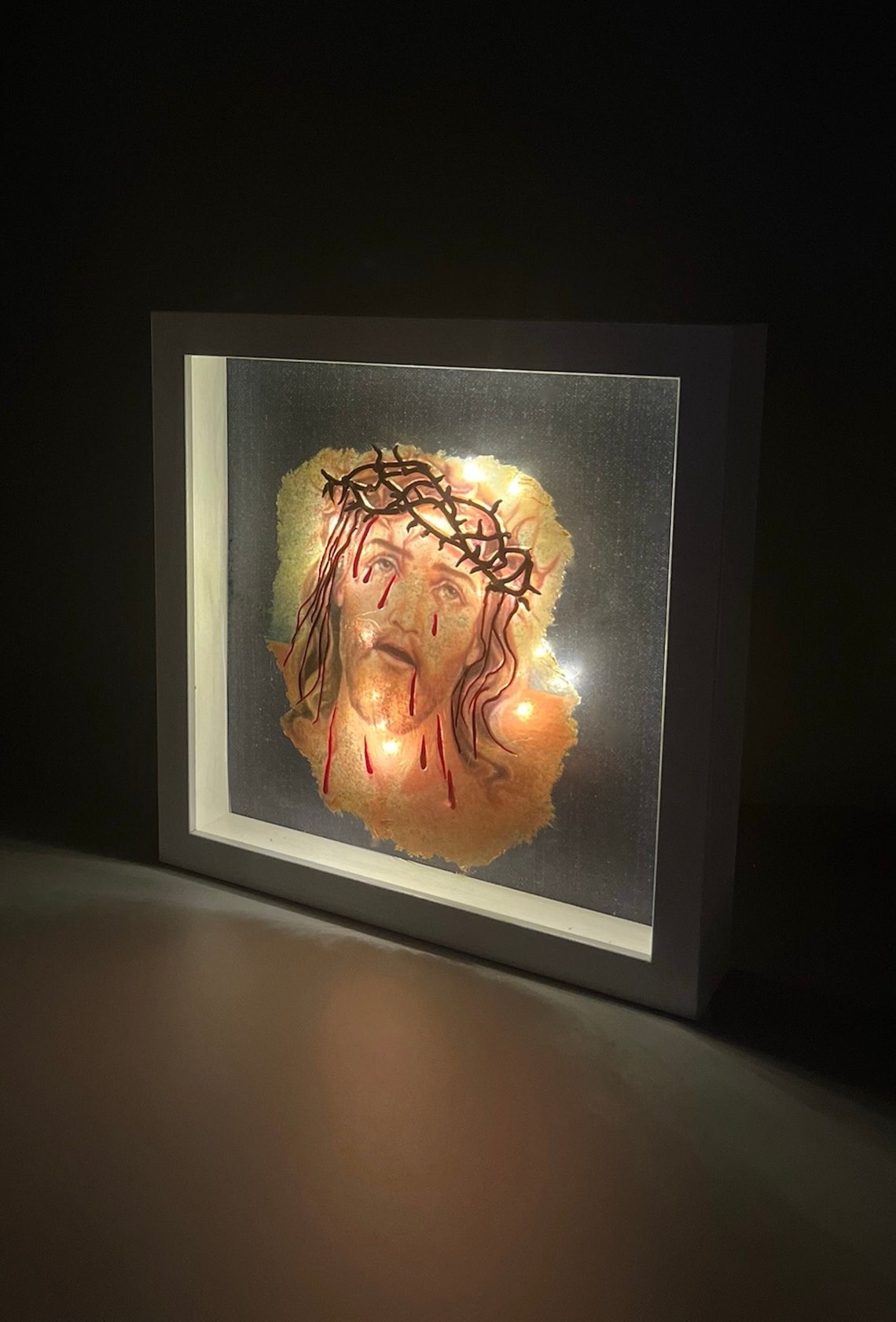 Jesus's Crown of Thorns Decoupage Shadow Box Art With Polymer Clay ...