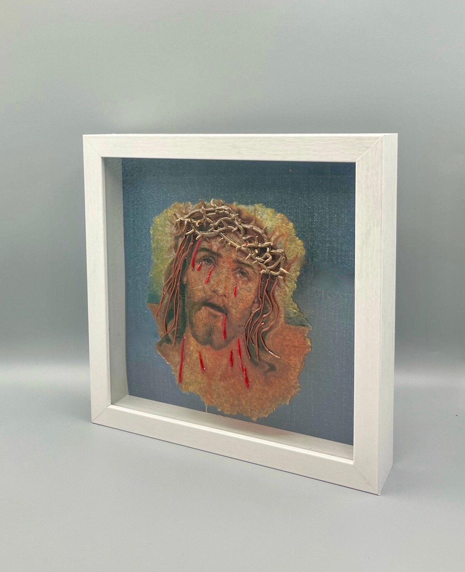 Jesus's Crown of Thorns Decoupage Shadow Box Art With Polymer Clay ...