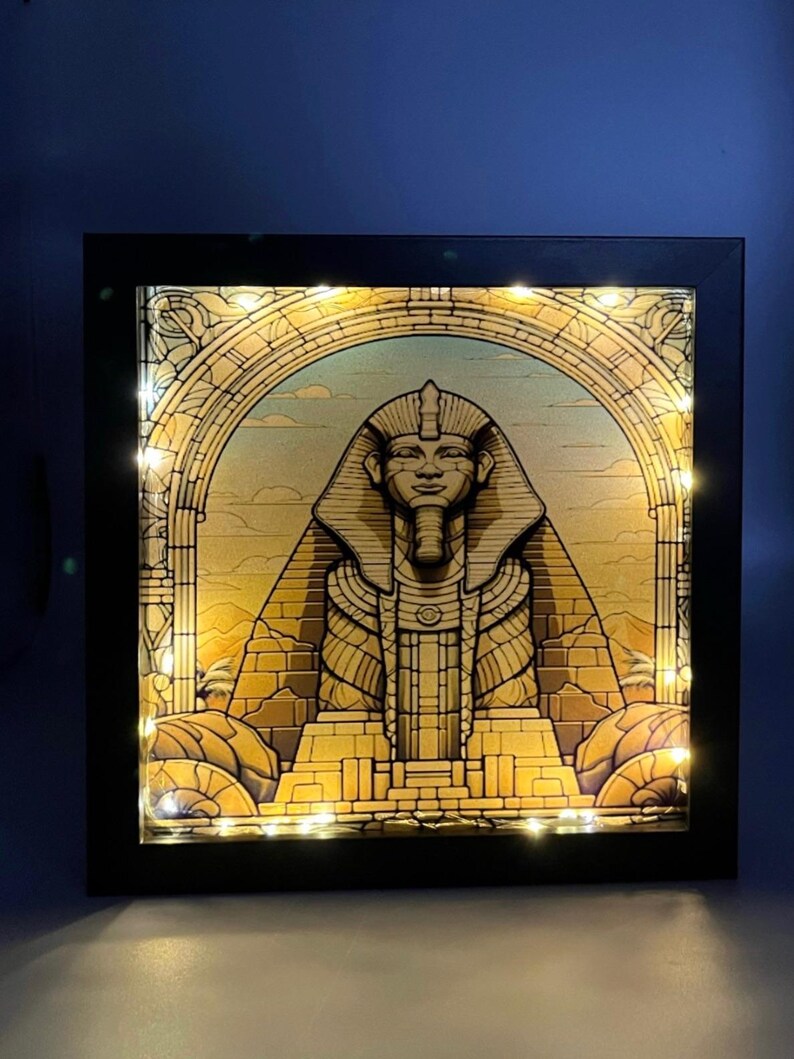 Sphinx Stained Glass Shadow Box Art With Battery-powered Lights (style ...