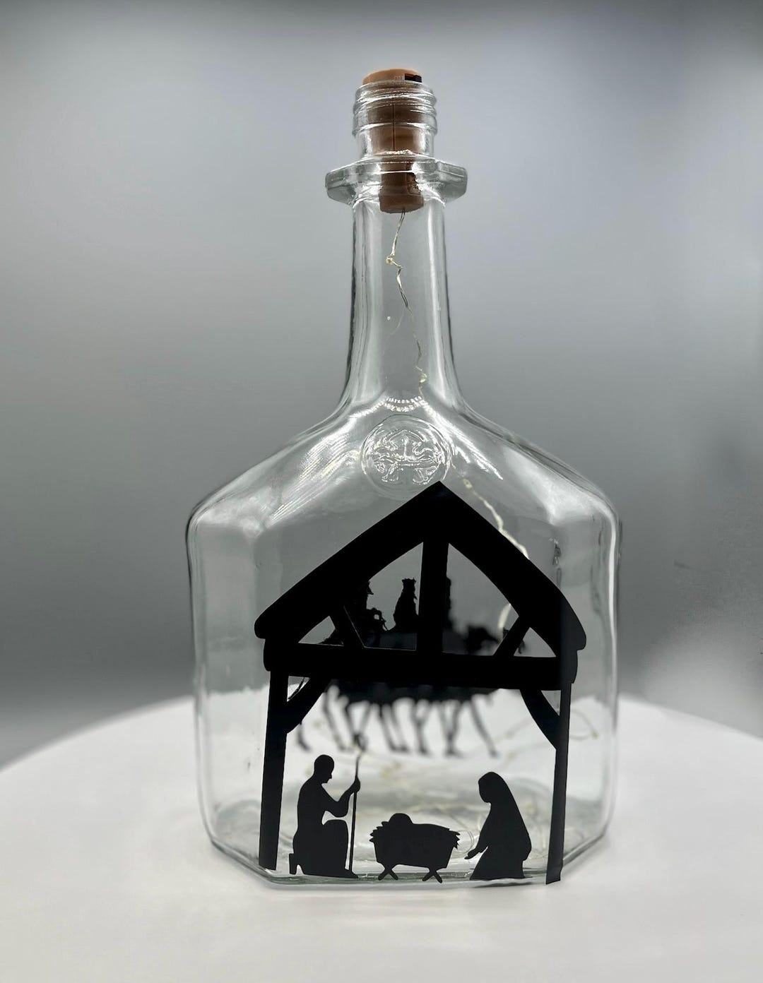 Decorative Christmas Jar With Nativity Scene and Fairy Lights ...