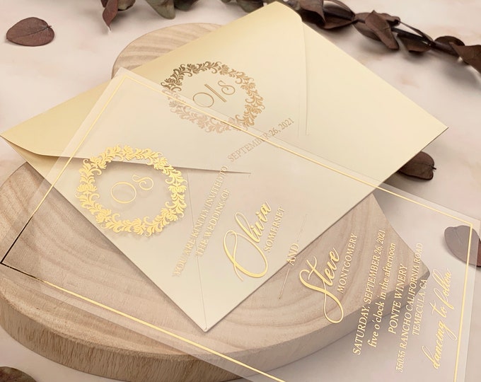 ACRYLIC WEDDING INVITATION Clear Acrylic Wedding Invitation Transparent ...
