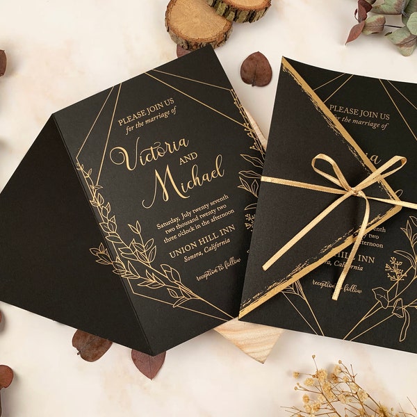 Gold Foil Invitation - Etsy