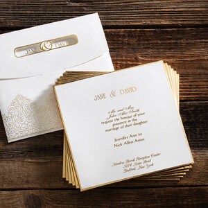 WEDDING INVITATION White Invitation Gold Invitation Simple Invitation ...
