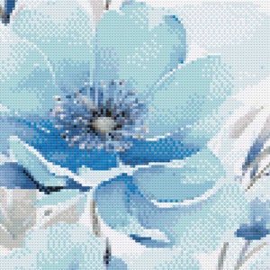 Blue Flower Patch Cross Stitch Pattern - Watercolor Blossom Counted ...