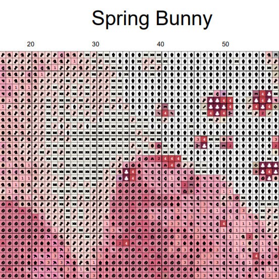 Pink Spring Bunny Cross Stitch Pattern -easter Rabbit Counted Cross ...