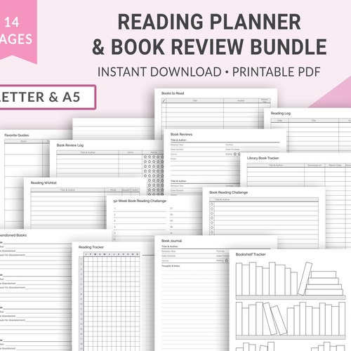 Reading Journal Printable Book Club Planner Printable - Etsy