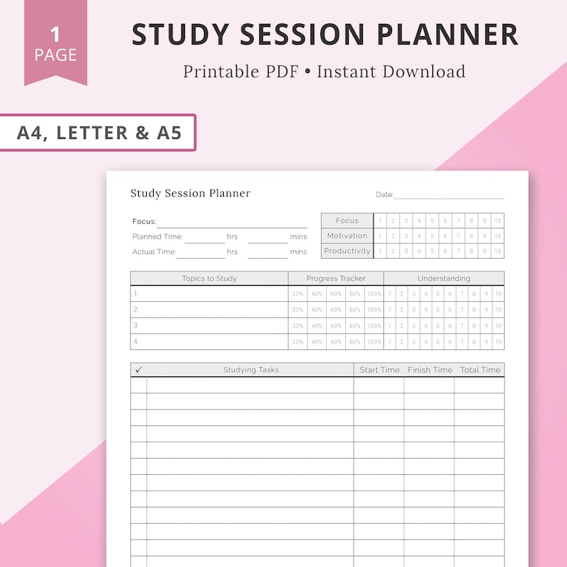 Study Planner - Etsy