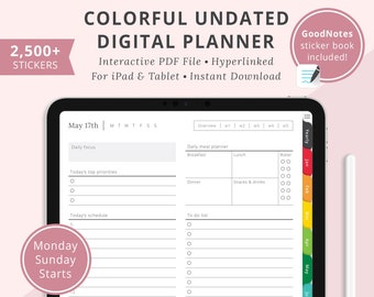 Undated Portrait Digital Planner, Goodnotes Planner, Digital iPad ...