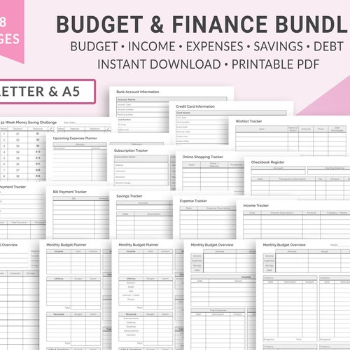 Monthly Budget Planner Pack Financial Tracker Finance - Etsy