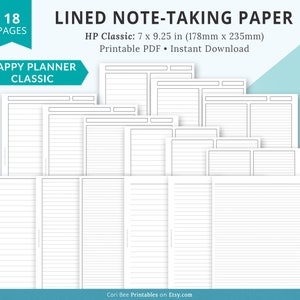 Happy Planner Inserts, Classic Happy Planner Template, Lined Paper ...