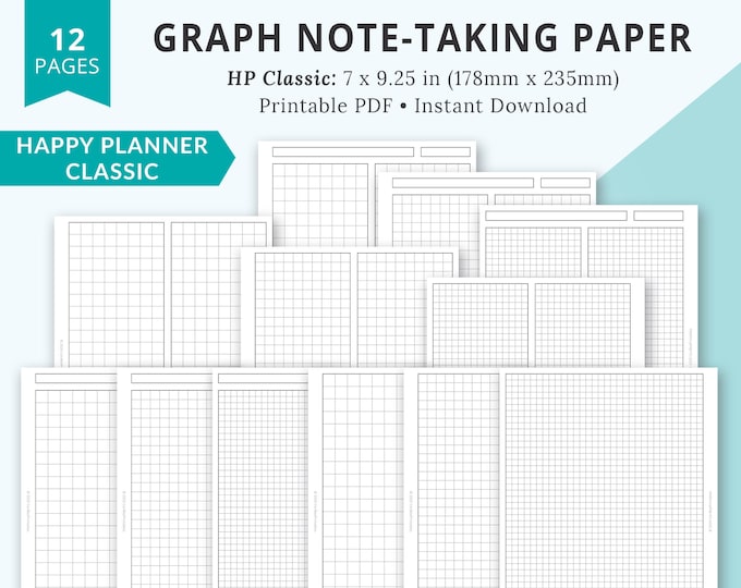 Happy Planner Classic Note Paper - Graph Paper - Grid Pages - Printable ...