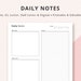 Editable Daily Notes Printable, Daily Planner, Undated Printable ...