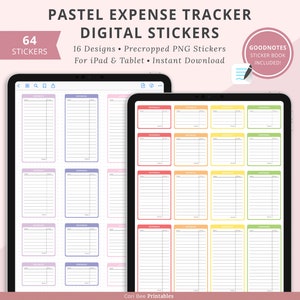 Pastel Expense Tracker Goodnotes Digital Stickers, Expense Tracker ...