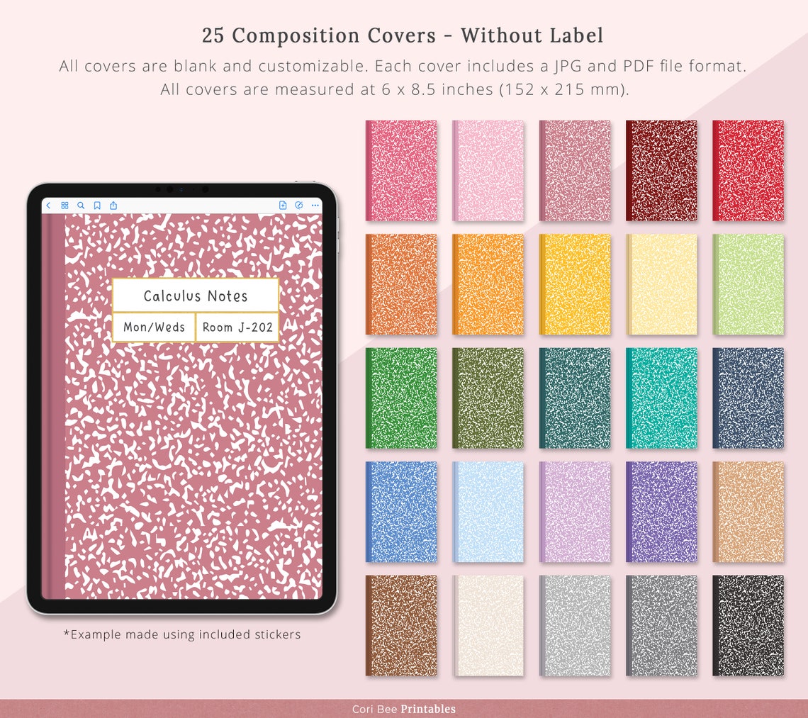 Composition Notebook Covers Composition Book Covers Digital - Etsy