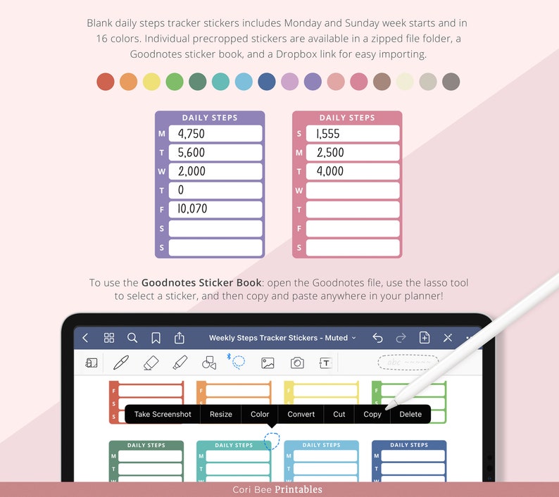 Goodnotes Digital Planner Stickers, iPad Digital Stickers, Weekly Step ...