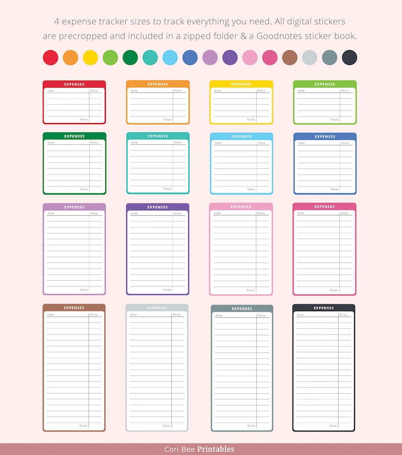 Goodnotes Digital Stickers, Expense Tracker Stickers, Financial ...