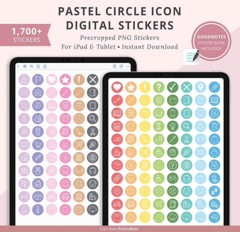 Goodnotes Digital Stickers, iPad Planner Stickers, Precropped Stickers ...