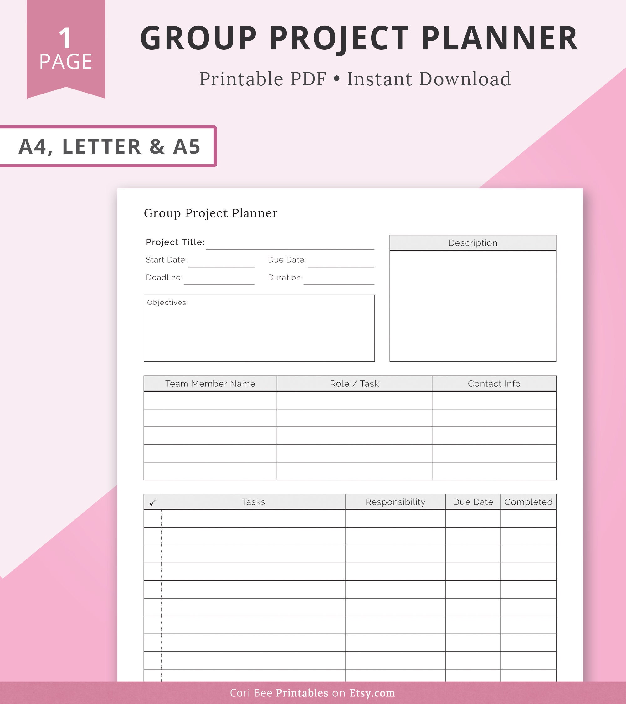 Group Project Planner, Project Planner Template, Project Tracker ...