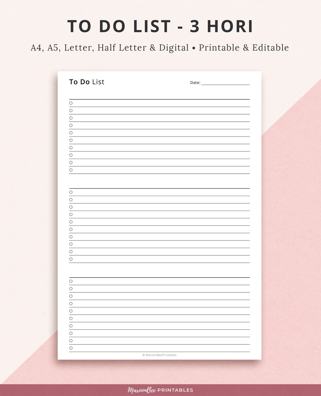 Editable to Do List Printable Planner Insert, Editable Checklist ...