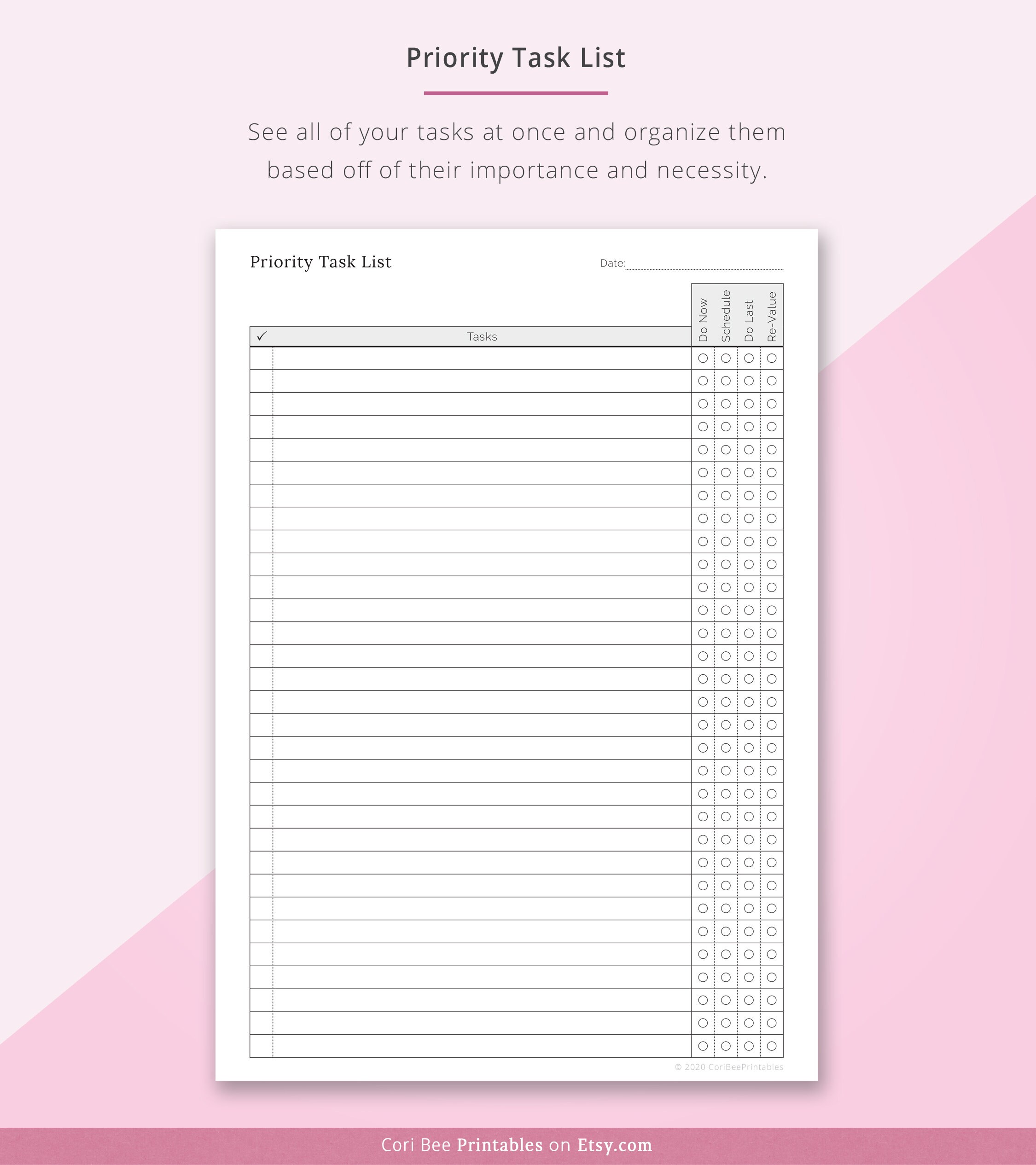 Priority Task List, Priority Matrix, Priority to Do List, Priority ...