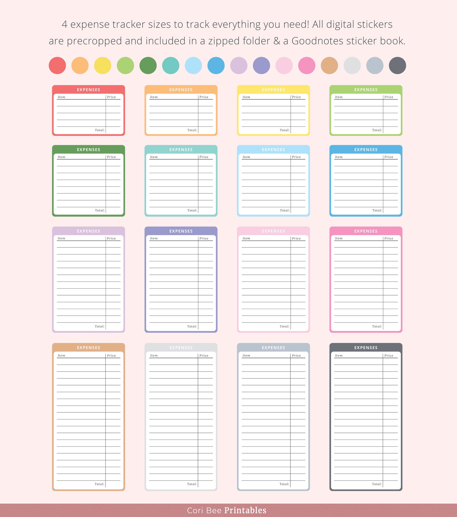 Pastel Expense Tracker Goodnotes Digital Stickers, Expense Tracker ...