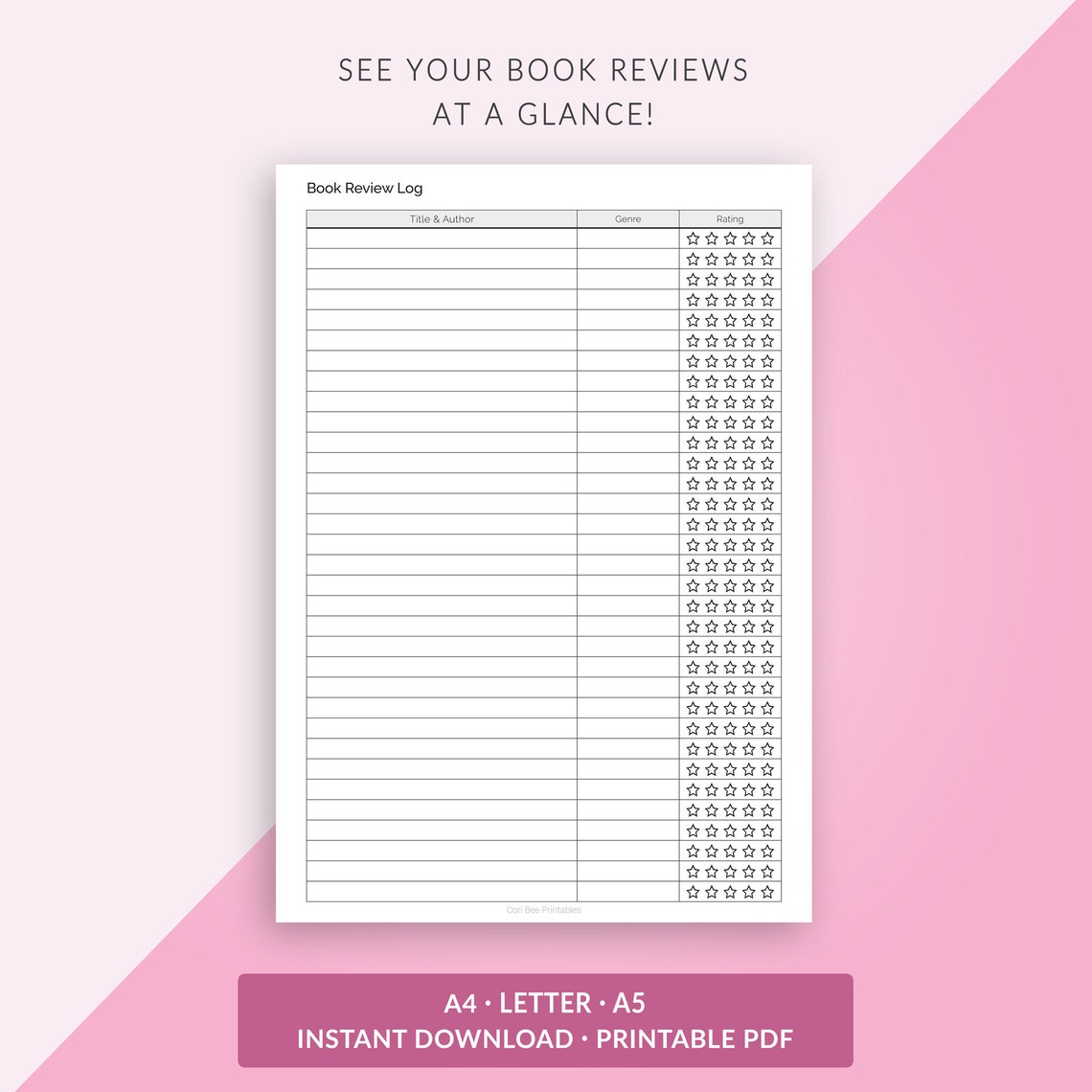 Book Review Log, Reading Journal, Book Journal, Reading Tracker ...