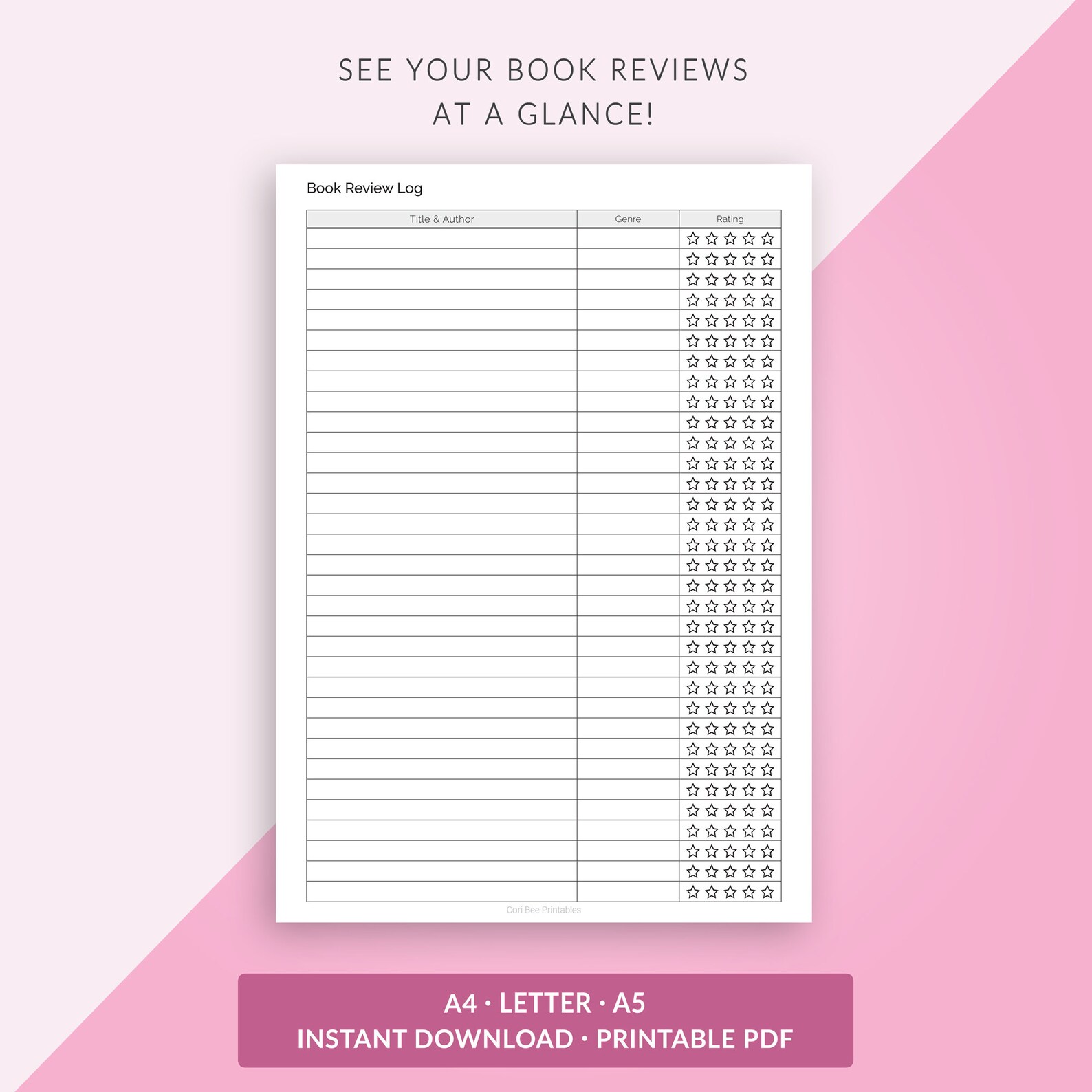 Book Review Log, Reading Journal, Book Journal, Reading Tracker ...