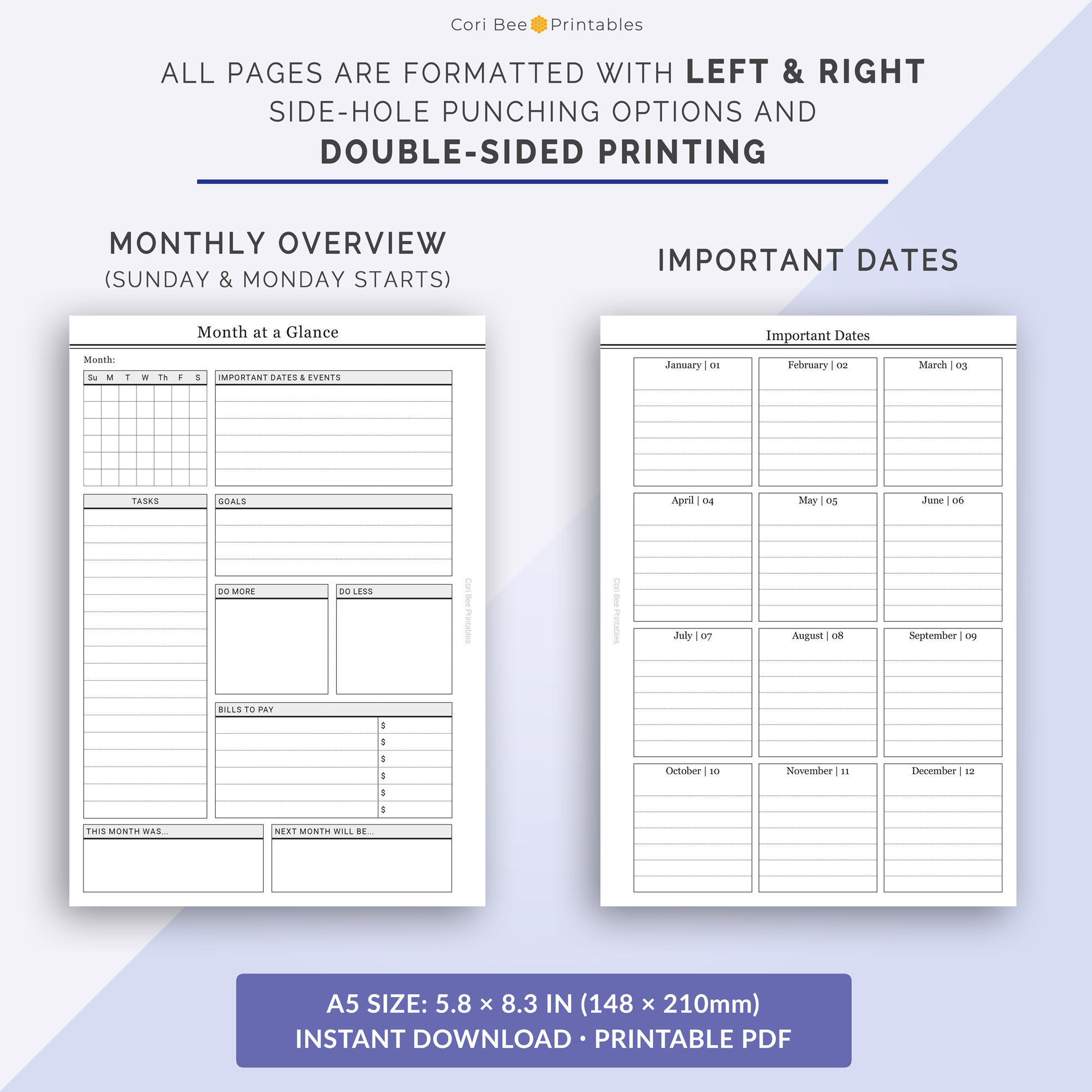 A5 Planner Essentials Bundle Daily Weekly Monthly Yearly | Etsy