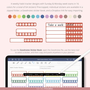 Habit Tracker Digital Planner Stickers, Habit Tracker Stickers, Weekly ...