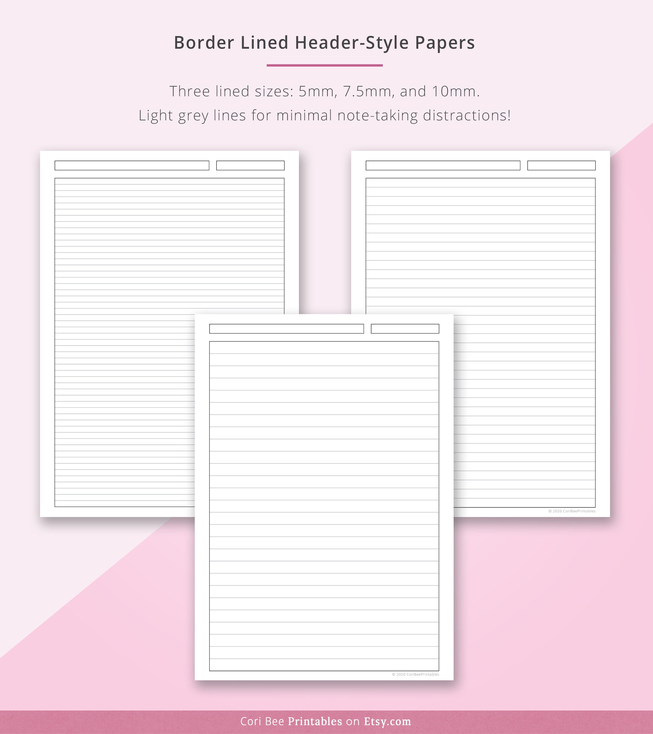 Lined Paper Lined Note Paper Lined Notebook Paper Printable - Etsy
