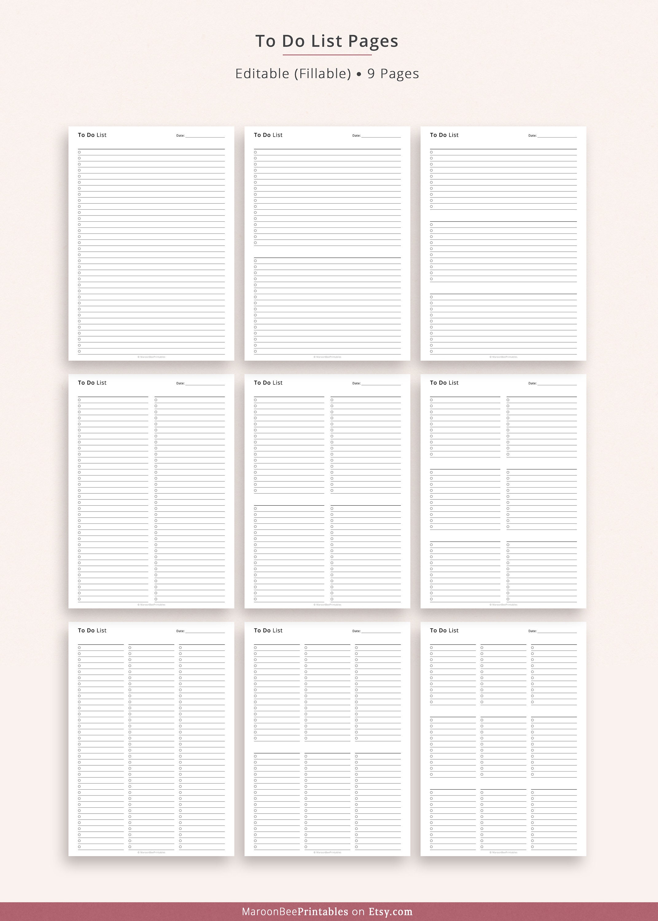 Editable to Do List Bundle Fillable to Do List Pack | Etsy Canada