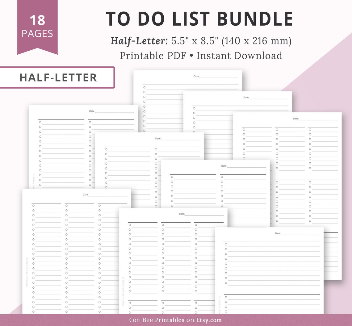 Blank Checklist Bundle, Blank to Do List Template, Printable to Do List ...