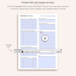 Editable Monthly Overview Printable Template, Month at a Glance ...