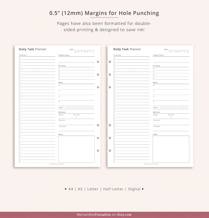 Editable Daily Task Planner, Fillable Planner, Undated Daily Planner ...