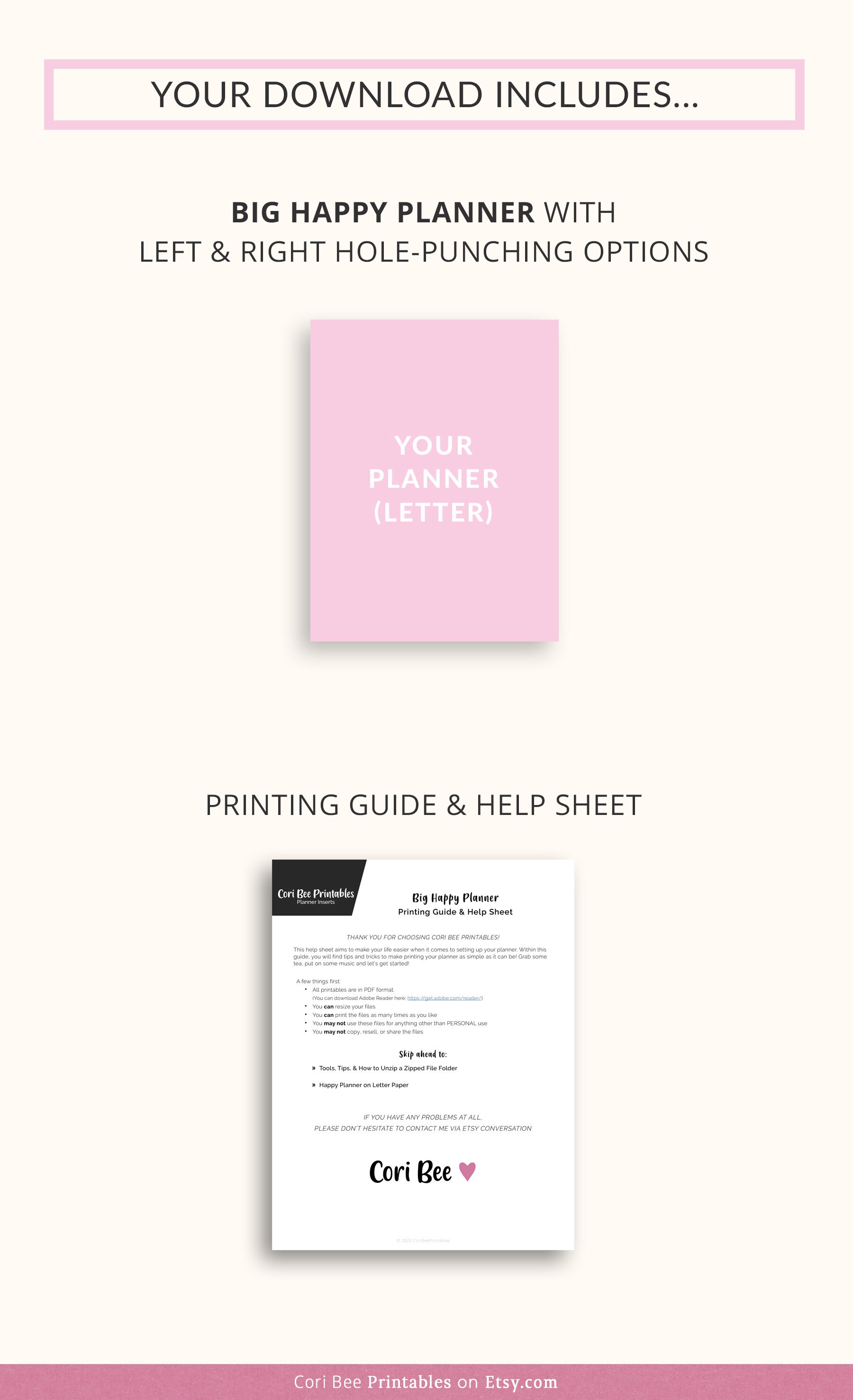 Big Happy Planner Template Printable Happy Planner Insert | Etsy