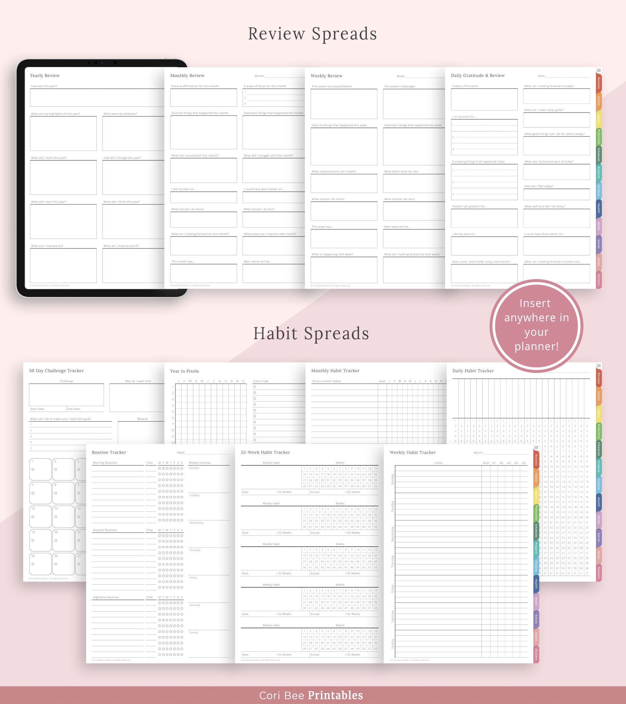 Undated Portrait Digital Planner Goodnotes Planner Digital | Etsy