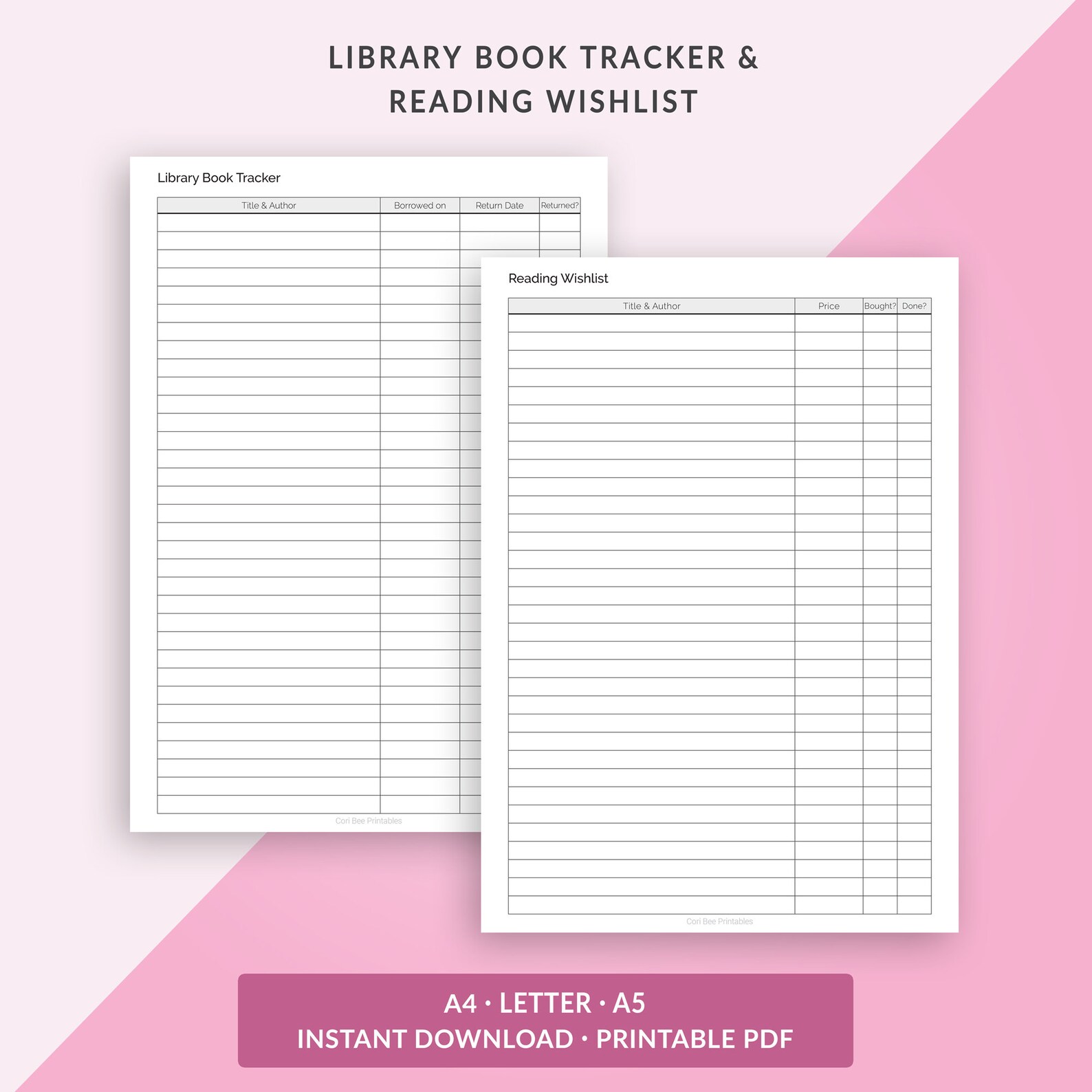 Reading Planner and Book Review Bundle Reading Journal | Etsy