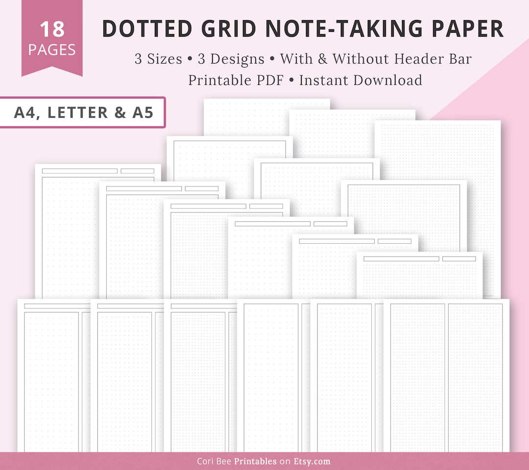 Dotted Grid Paper, Printable Dotted Grid Note Paper, Dotted Grid ...