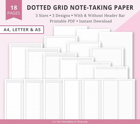 Dotted Grid Paper Printable Dotted Grid Note Paper Dotted - Etsy