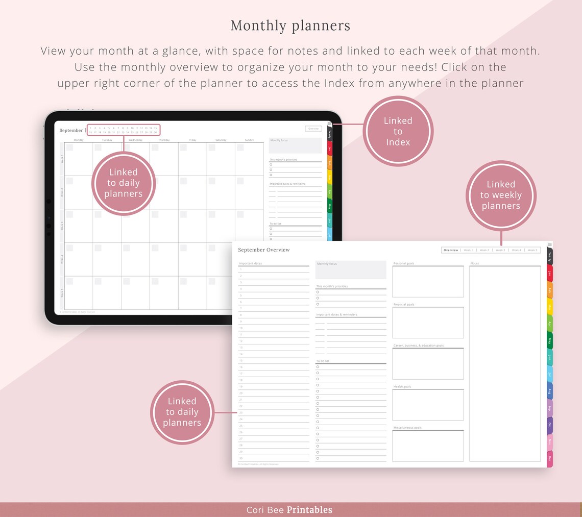 Undated Landscape Digital Planner Goodnotes Planner Digital - Etsy